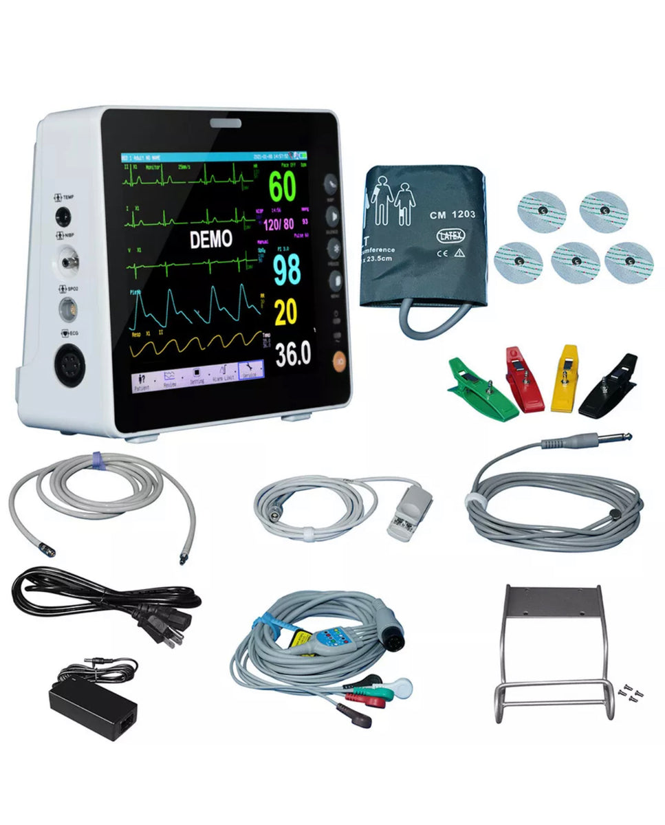 8'' Medical Portable ICU Vital Sign Patient Monitor 6-parameter ECG ...